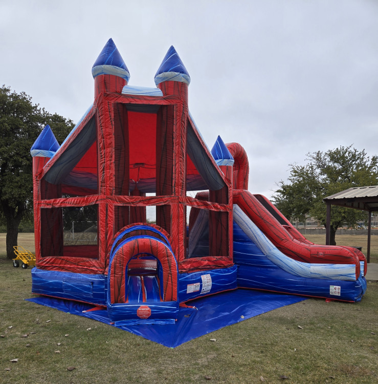 Red, White and Blue Castle Bounce House w/ Slide (Wet or Dry ...